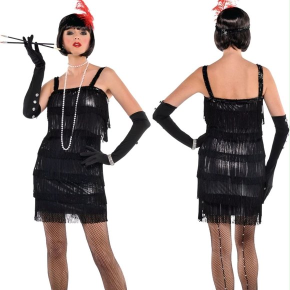 Costume | Dresses | Prohibition Flapper Dress Black Fringe Roaring 2s ...